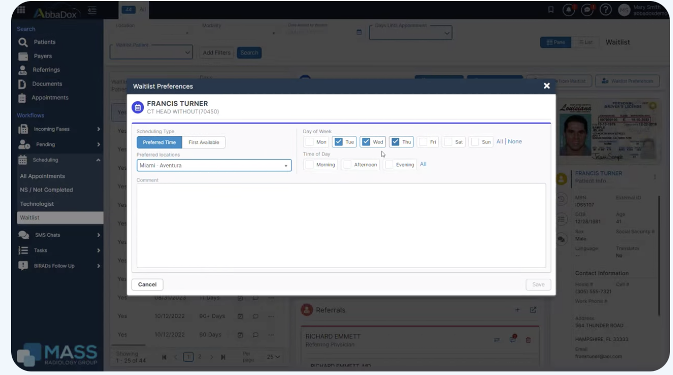 Radiology Scheduling Workflow