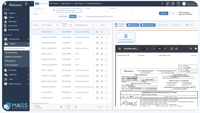 Radiology Scheduling Workflow